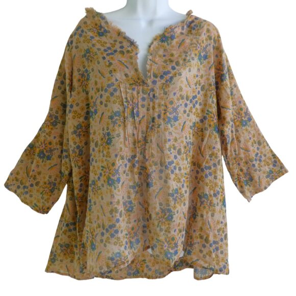 NATURAL LIFE | Tops | Natural Life Cotton Gauze Peasant Blouse Muted ...